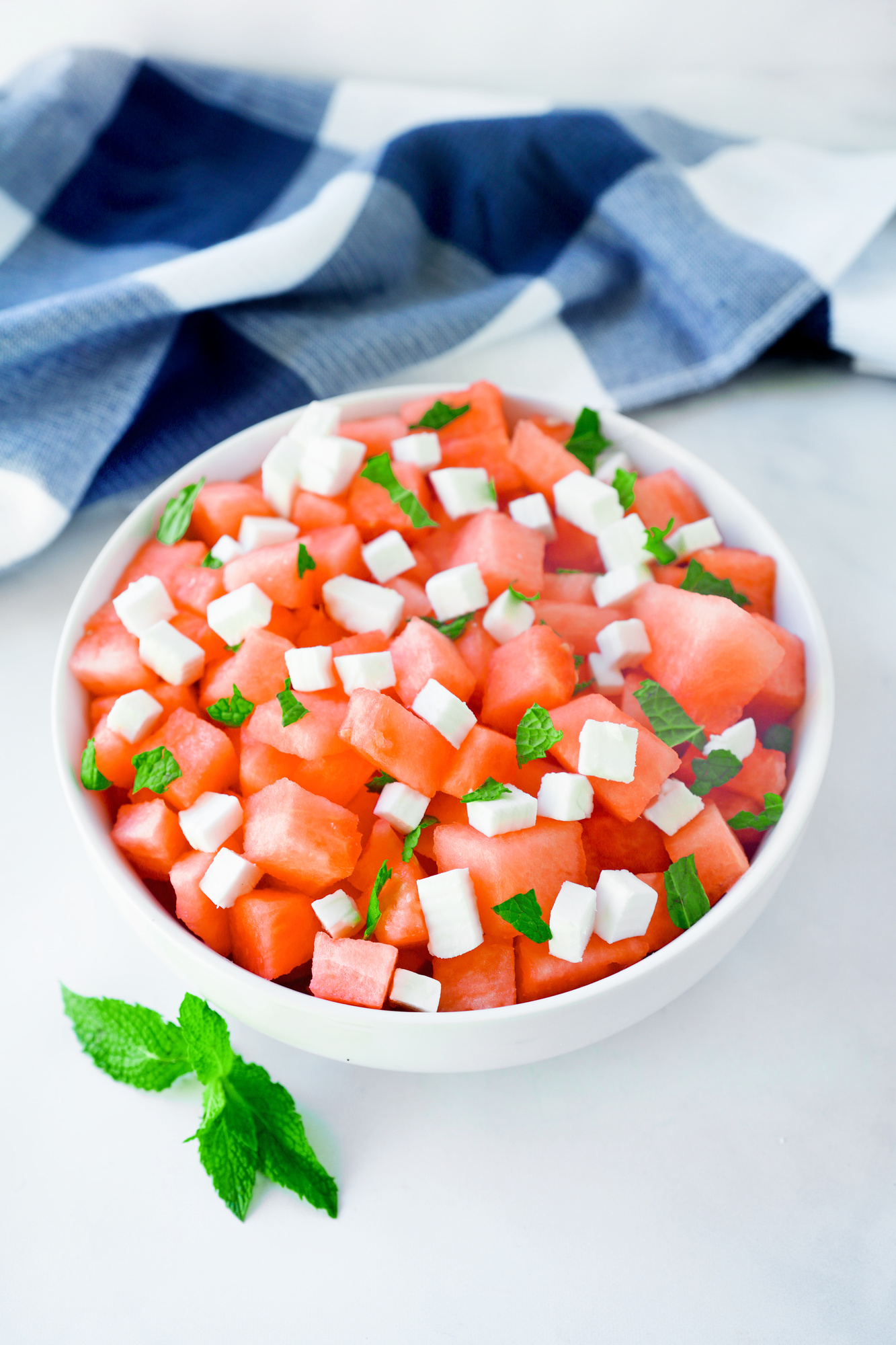 Vegan Watermelon Salad With Mint And Feta - Wow, It's Veggie?!